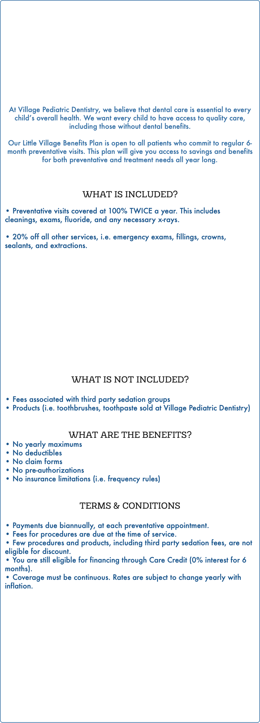 Little Village Benefits Plan | Village Pediatric Dentistry in West ...
